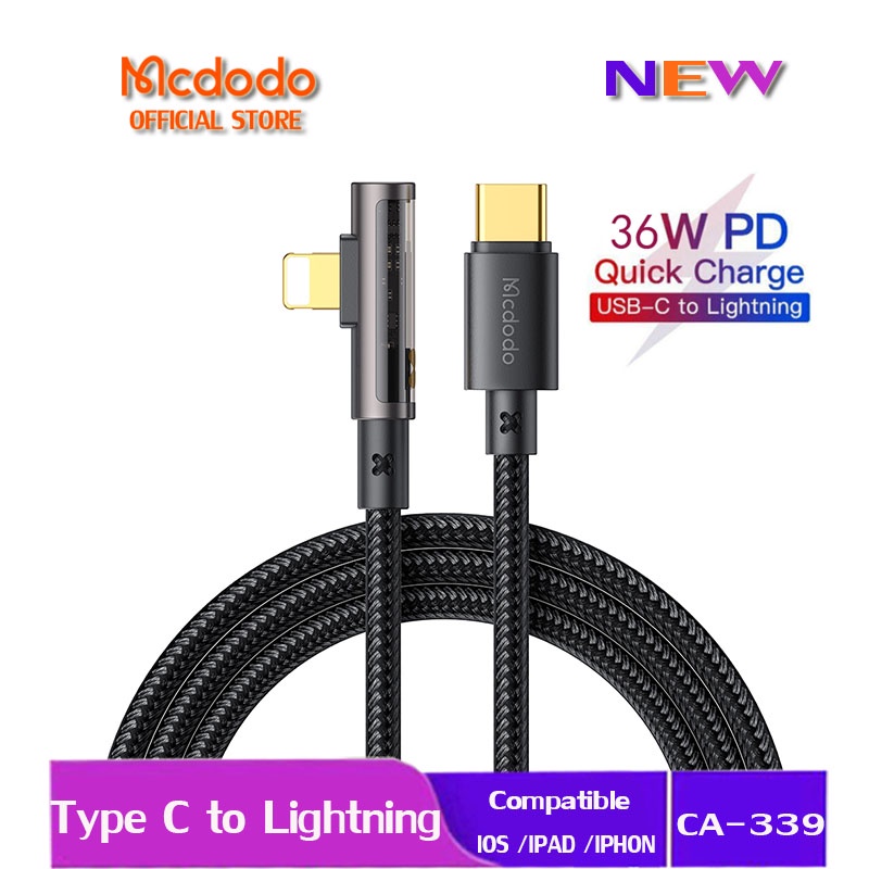 Cục Sạc Nhanh Mcdodo 90 Độ PD 36W Type C Sang Lightning Cho IP 14 13 12 Pro Max 11 Xr 8 CA-339 ...