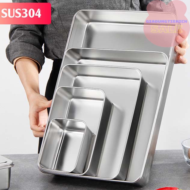 Khay inox 304 chữ nhật - Khay nướng bánh nhập khẩu cao cấp | Shopee Việt Nam