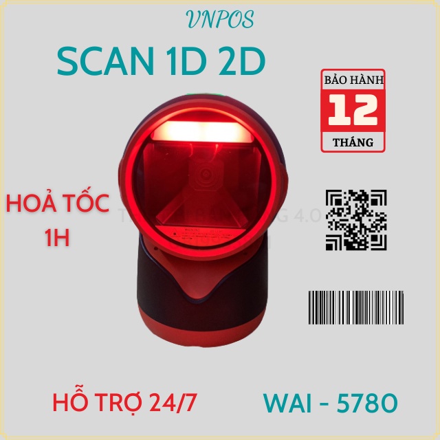Máy quét mã vạch, QR code đa tia có dây tự động để bàn Winson WAI 5780 - Quét siêu nhạy, độ bền ...