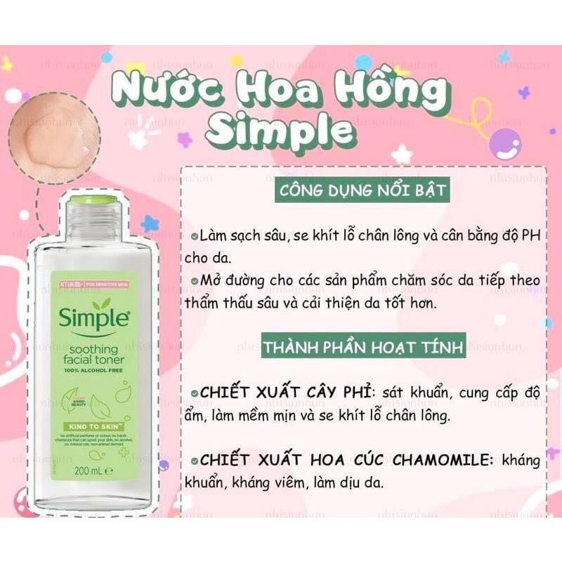 Nước hoa hồng Simple Toner 200ml mẫu mới | Shopee Việt Nam