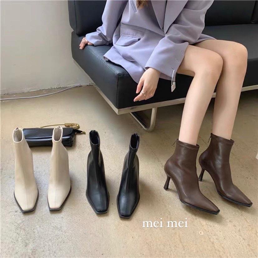 Mei Mei Shoes designed by Korea- Boots mũi vuông | Shopee Việt Nam