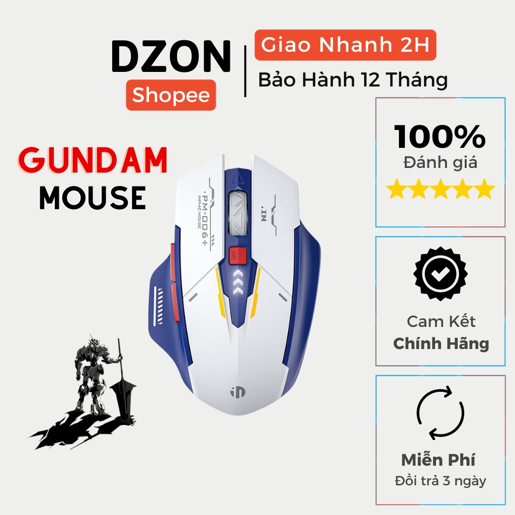 Chuột Inphic M6P Gundam Không Dây Pin Sạc 1600 DPI Chuyên Game Chống Ồn ...