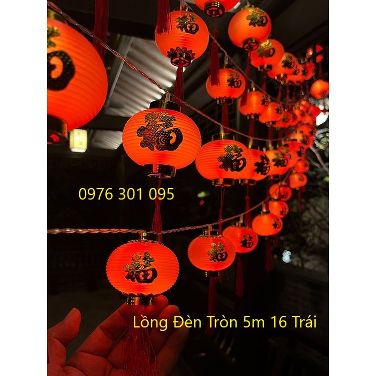 Dây đèn Led đèn lồng đỏ treo trang trí Tết - NOEL Dài và Tròn 5m loại ...