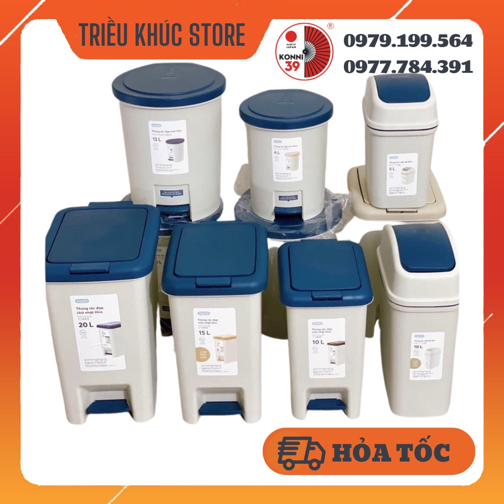 Thùng rác INOCHI (kèm ruột) đạp chữ nhật 10L-15L-20L-30L, đạp tròn 6L-12L,nắp lật 5L-10L-15l ...