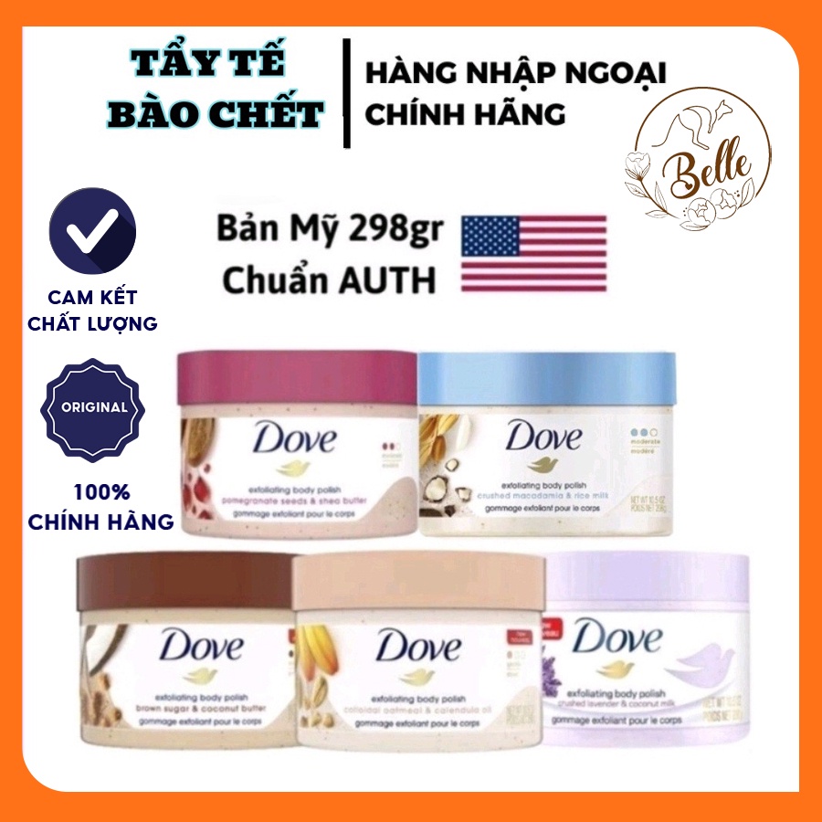 Tẩy tế bào chết Dove bản Mỹ dove lựu đỏ dove macca maca mắc ca dove ...