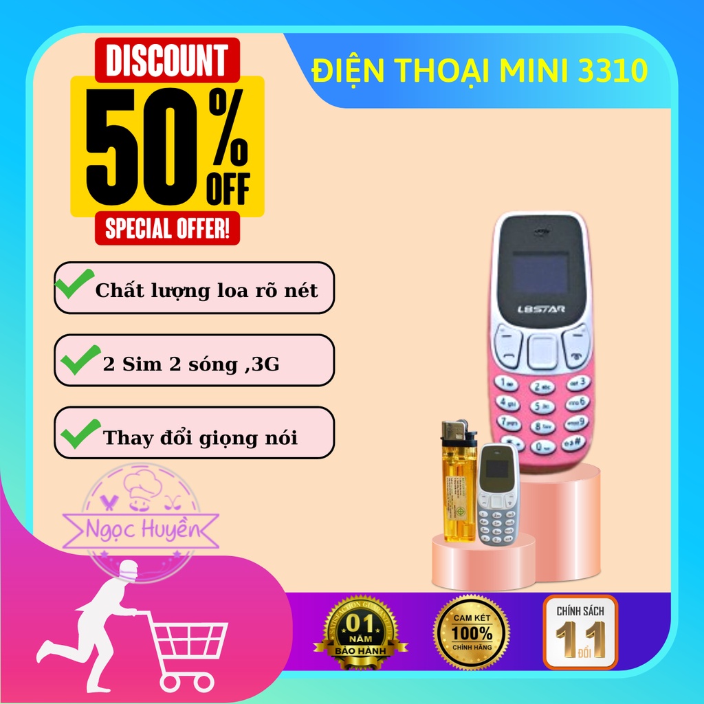 Điện Thoại Mini 3310 2 Sim 2 Sóng , Nghe Nhạc Mp3 , Có Blutooth, Thay Đổi Giọng Nói Siêu Dễ ...