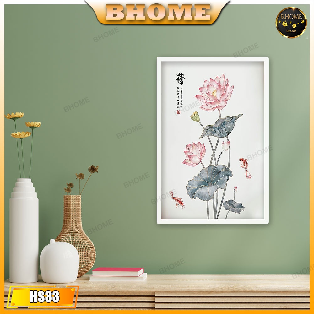 Tranh Hoa Sen - Hoa Sen Cổ Trang - (Đã Có Khung) | Shopee Việt Nam