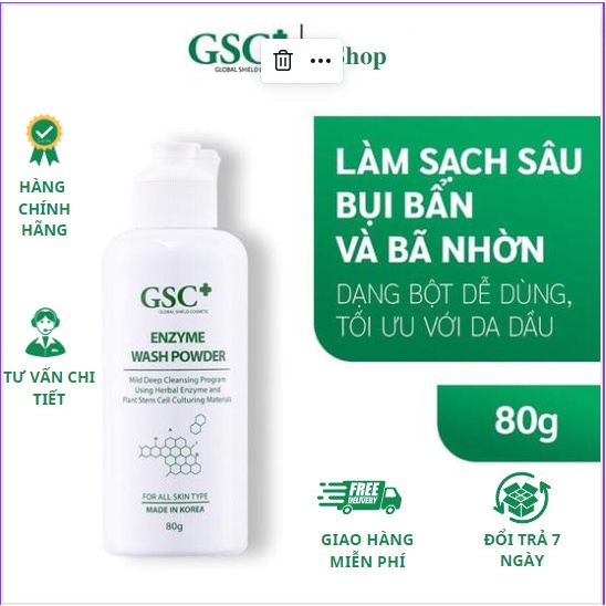 Sữa Rửa Mặt Bột GSC+ Hàn Quốc Enzyme Wash Powder 80g. | Shopee Việt Nam