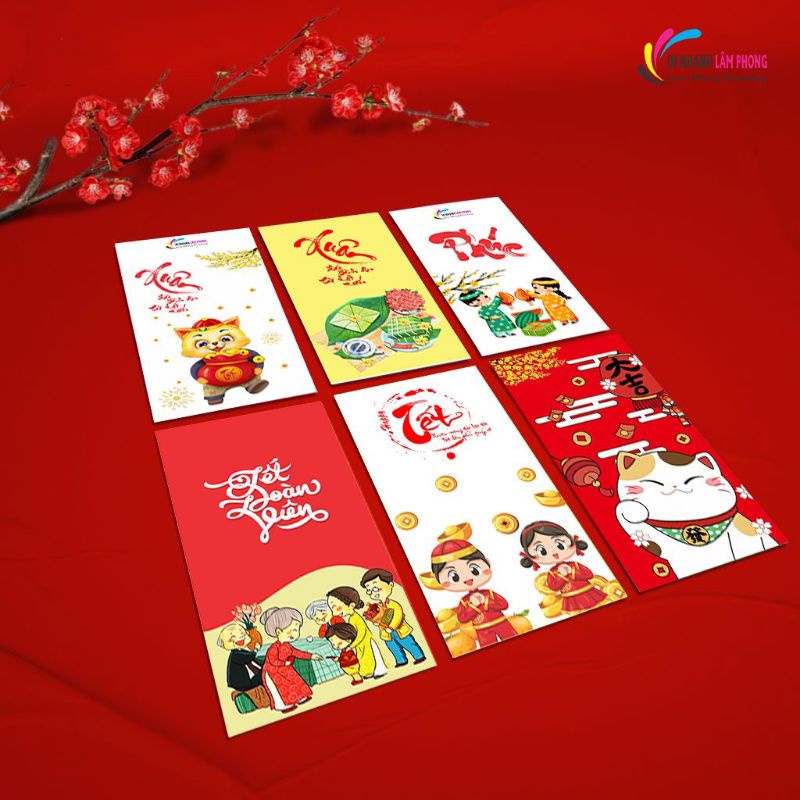 (Loại đắt) Set 100 Lì Xì in Theo yêu cầu, bao lì xì in tên, logo ...