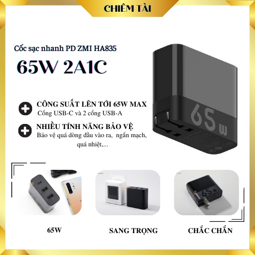 Cốc sạc nhanh PD ZMI HA835 65W 2A1C | Shopee Việt Nam
