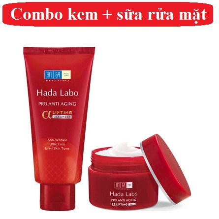 Combo mỹ phẩm Hada Labo đỏ kem dưỡng chống lão hóa da 50g + Sữa rửa mặt ...