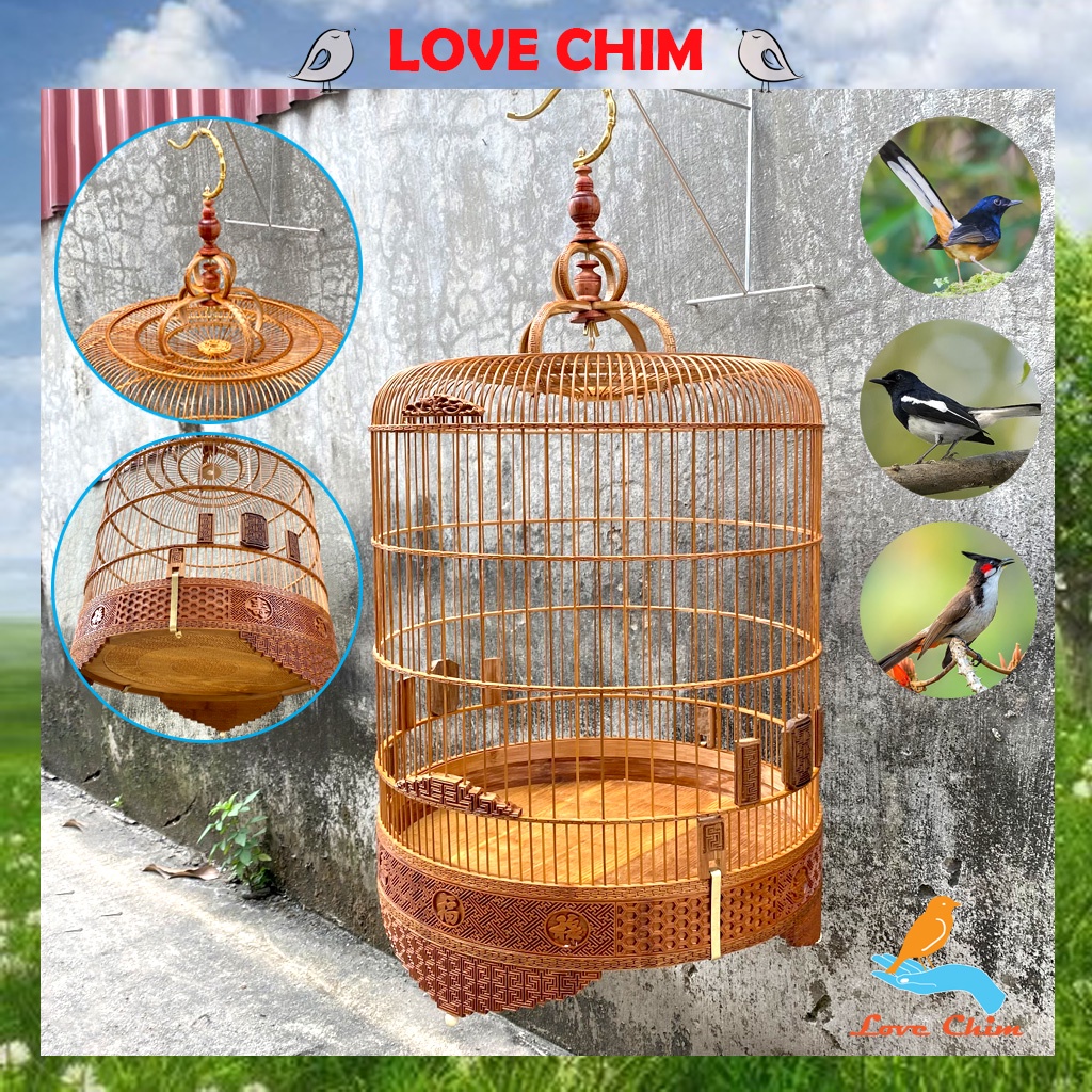 Lồng chim Chòe Than,Chòe Lửa chạm khắc full đẹp (sangkar burung besar ...