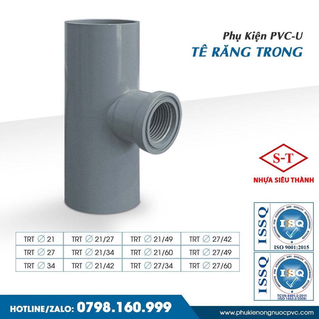 [COMBO 10 CÁI] Tê ren trong, tê răng trong giảm ống PVC Nhựa Siêu Thành phi 21, 27, 34, 42, 49 ...