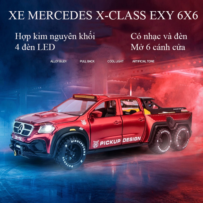 Mô hình xe Mercedes Benz X-CLASS EXY bằng hợp kim nguyên khối có 4 đèn ...