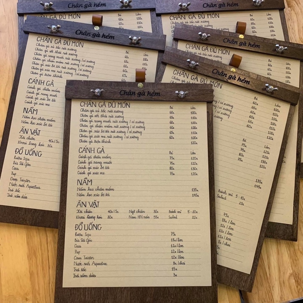 HCM | bìa MENU gỗ kẹp giấy / MENU gỗ kẹp da thiết kế theo yêu cầu LUXI ...