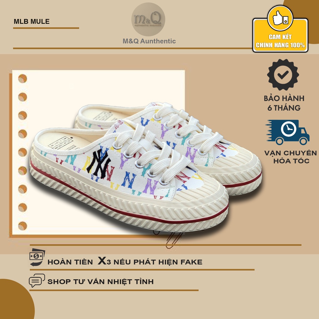 [CHÍNH HÃNG] Giày đạp gót MLB Mule màu trắng mono dễ mang, MLB NY ...