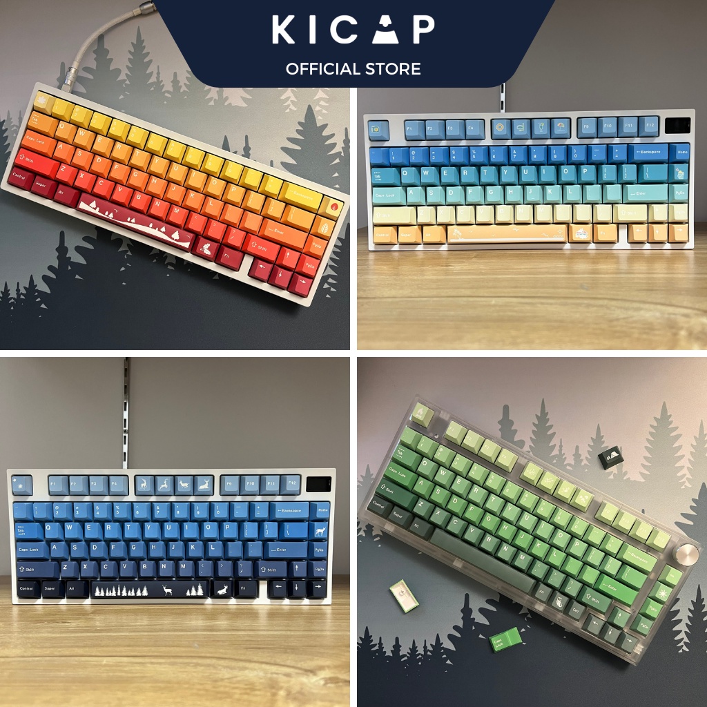 Bộ keycap Seasonal Gradient Color giáng sinh nhựa PBT cao cấp 138 phím dày 1,5mm - Kicap ...