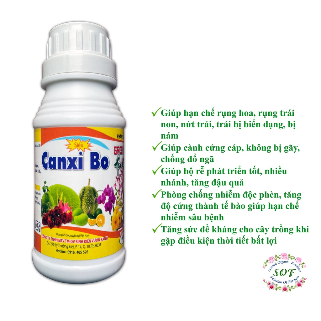 Phân bón siêu Canxi Bo 100ml, chống rụng hoa, rụng trái, nứt quả ...