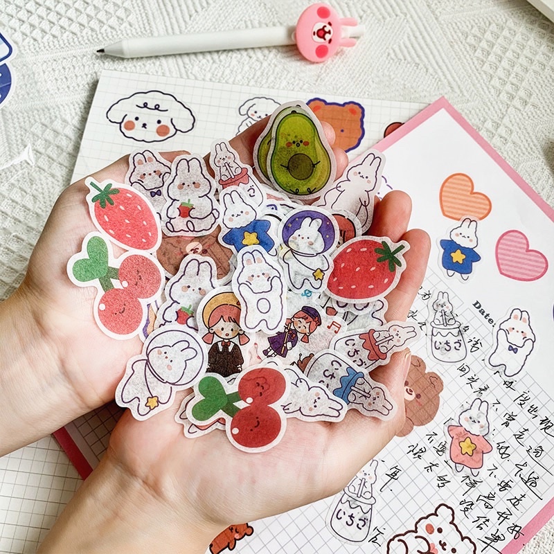 37 stickers dán trang trí sổ Nhật ký, ly nước, bình nước… hoạt hình ...