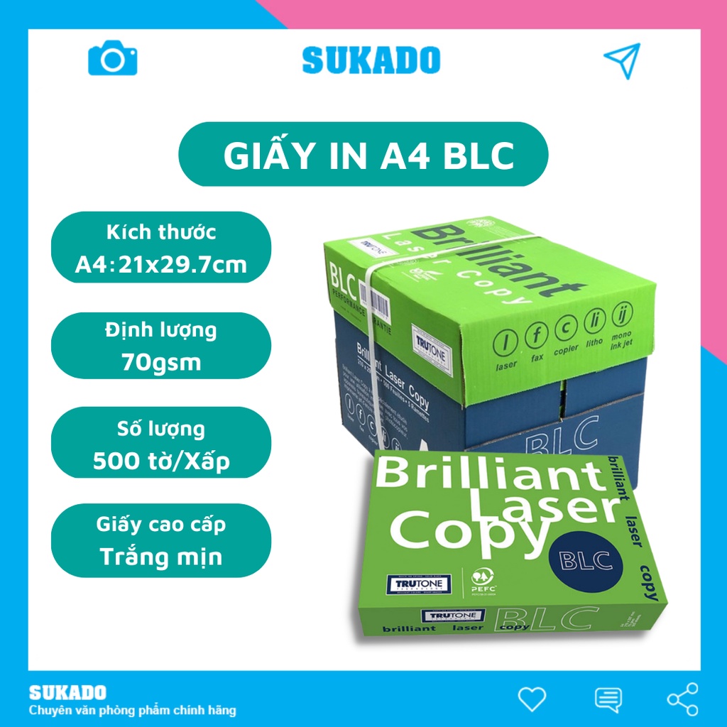 Giấy in A4 BLC 70gsm In văn bản, giấy tờ, tài liệu SUKADO | Shopee Việt Nam