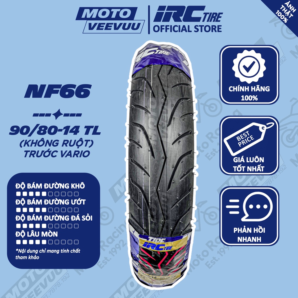 [MTVV] Vỏ lốp xe máy IRC INOUE 90/80-14 TL NF66 Trước Vario Lốp không ...