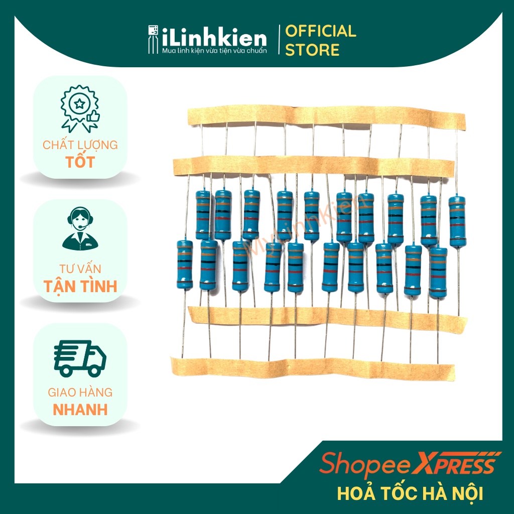Điện trở 3W 1R-1M chân đồng 1% túi 10 con đầy đủ giá trị | Shopee Việt Nam
