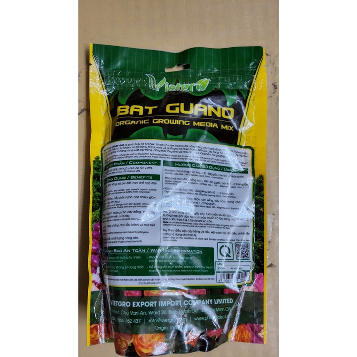 Túi 500gram Phân dơi Bat Guano nhập khẩu dùng cho hoa lan cây cảnh ...