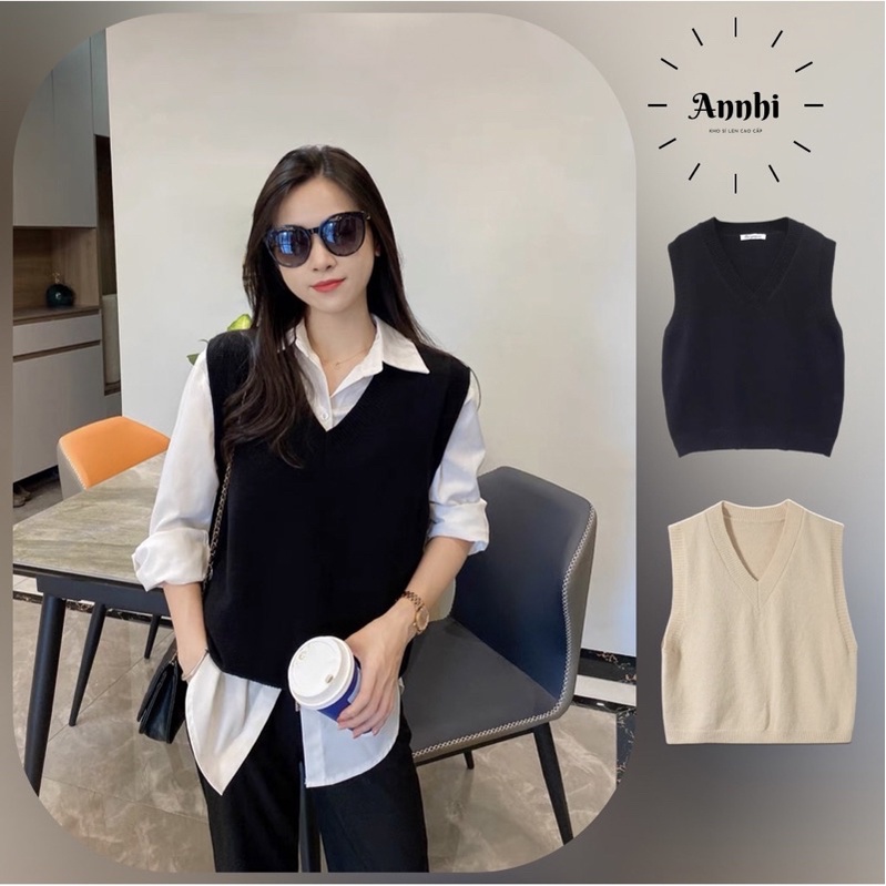 Áo gile nữ trơn cổ V, ghile len học sinh chất mềm mịn | Shopee Việt Nam