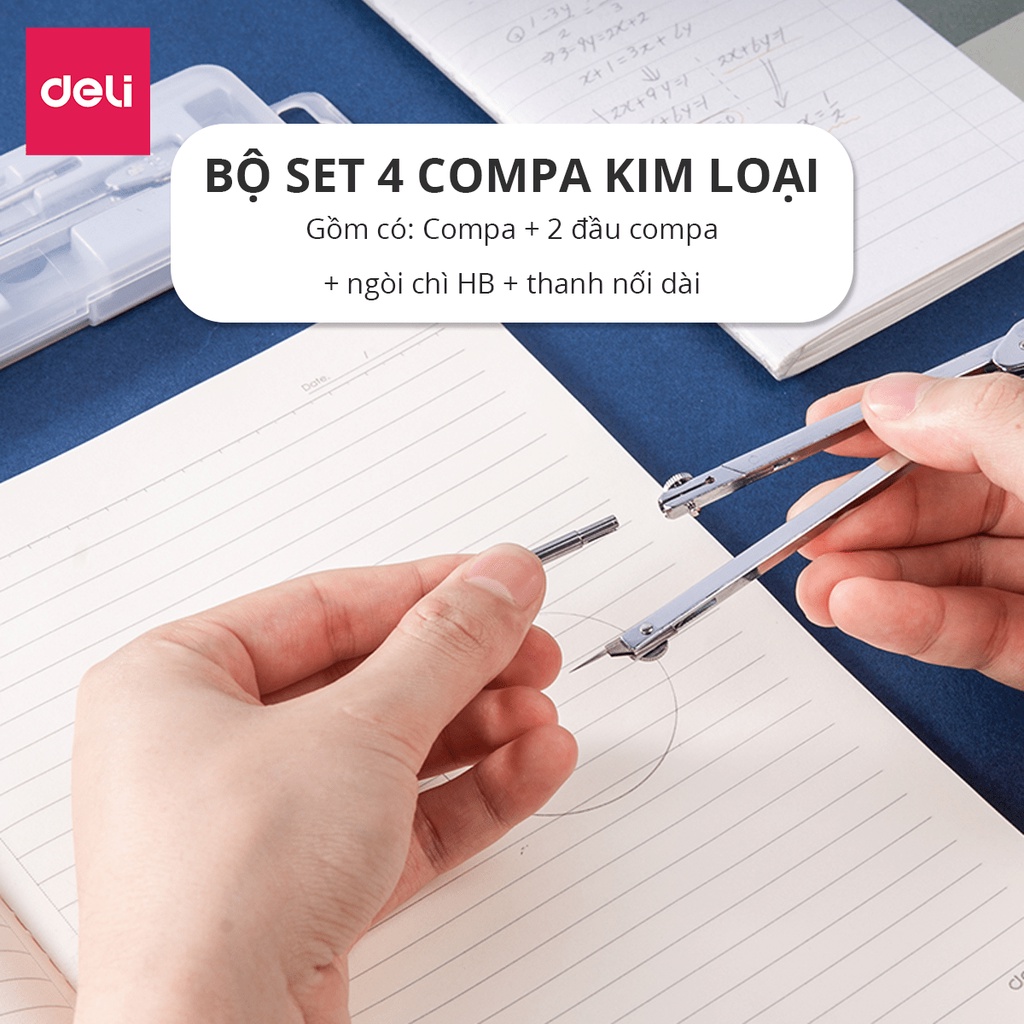 Bộ compa Deli kim loại chì bấm Deli vẽ tranh thiết kế chuyên dụng cho ...