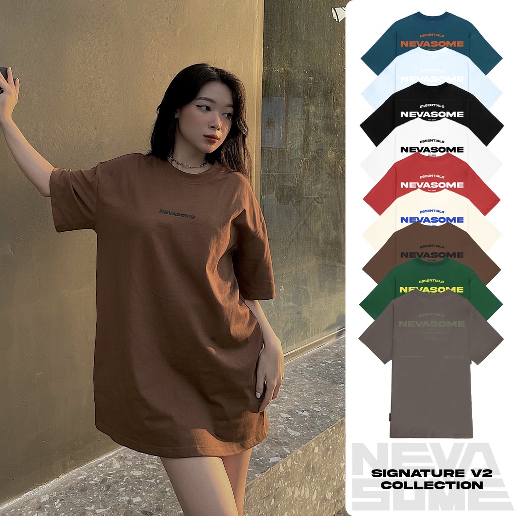 Áo Thun Oversize Local Brand NEVASOME Signature v2 Nâu Cotton Tay Lỡ ...