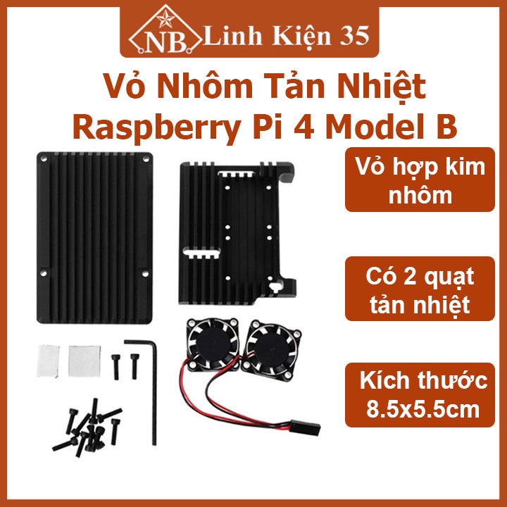 Vỏ nhôm tản nhiệt Raspberry pi 4 model B (kèm quạt tản nhiệt) - chất ...