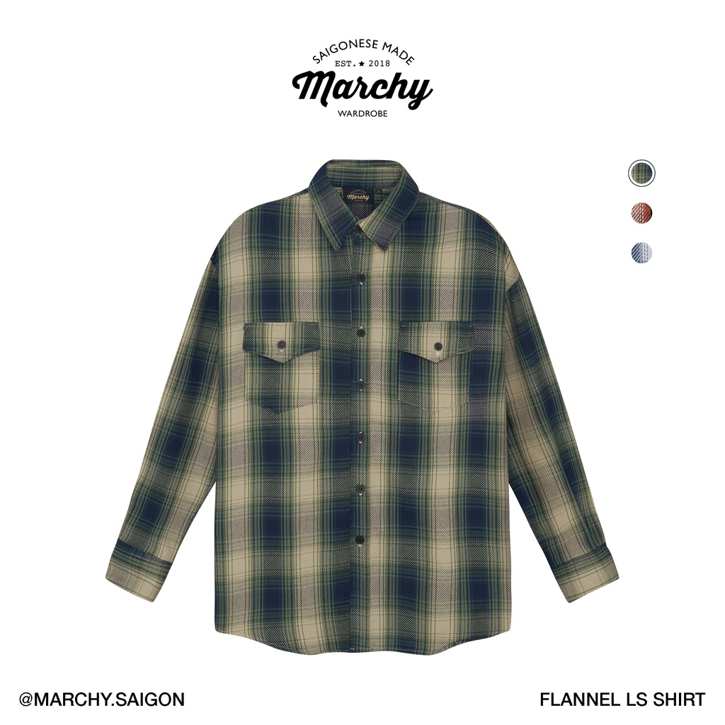 MARCHY. - Flannel LS Shirt - Áo sơmi carô tay dài | Shopee Việt Nam