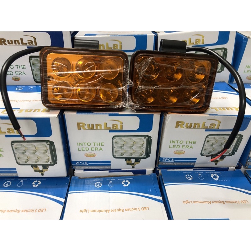 Đèn trợ sáng 12-24v 6 mắt lõm mầu vàng (tỏa rộng) runlai (2 chiếc ...