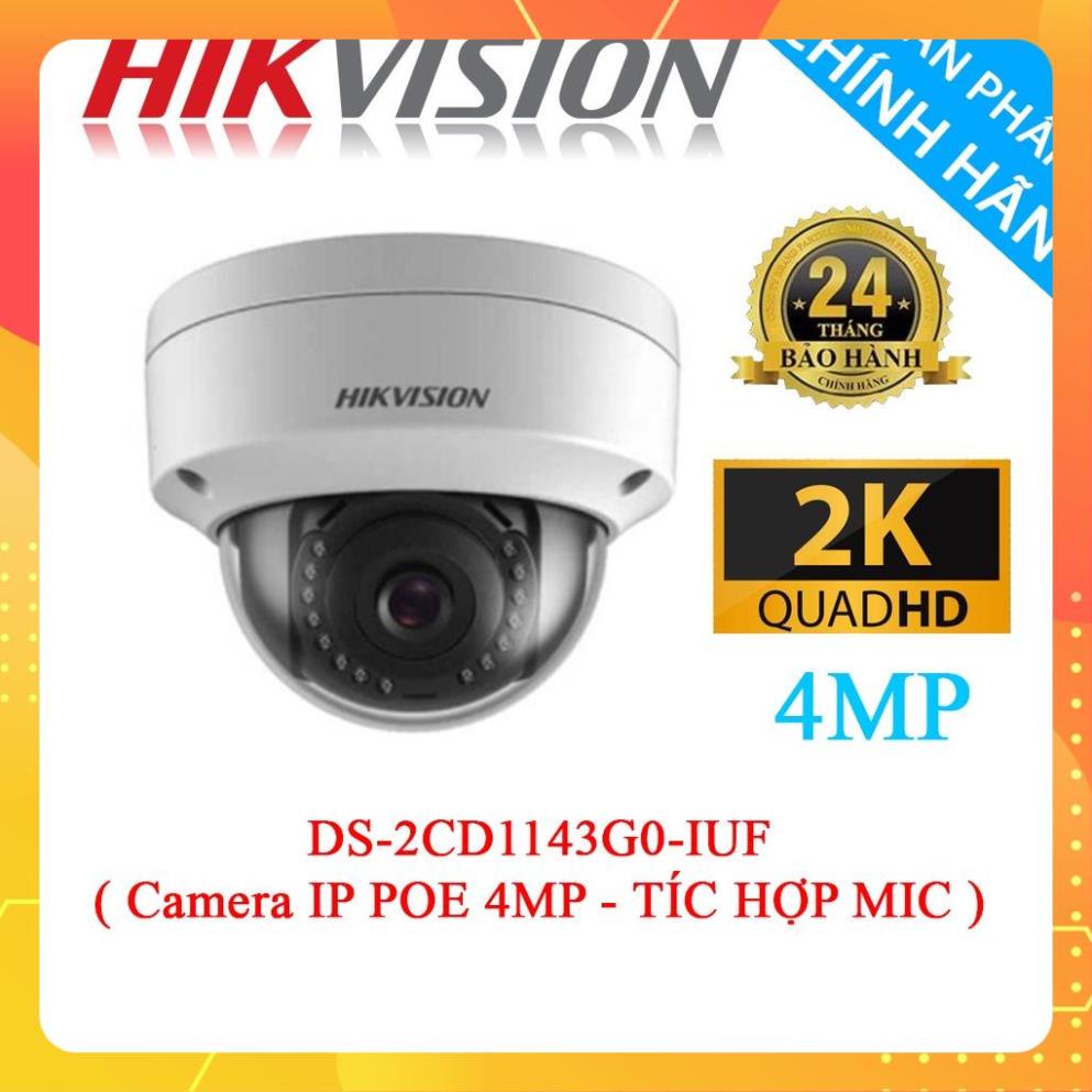 Camera IP dome 4MP Hikvision DS-2CD1143G0-IUF tích hợp Mic Thu Âm - Hàng chính hãng | Shopee ...