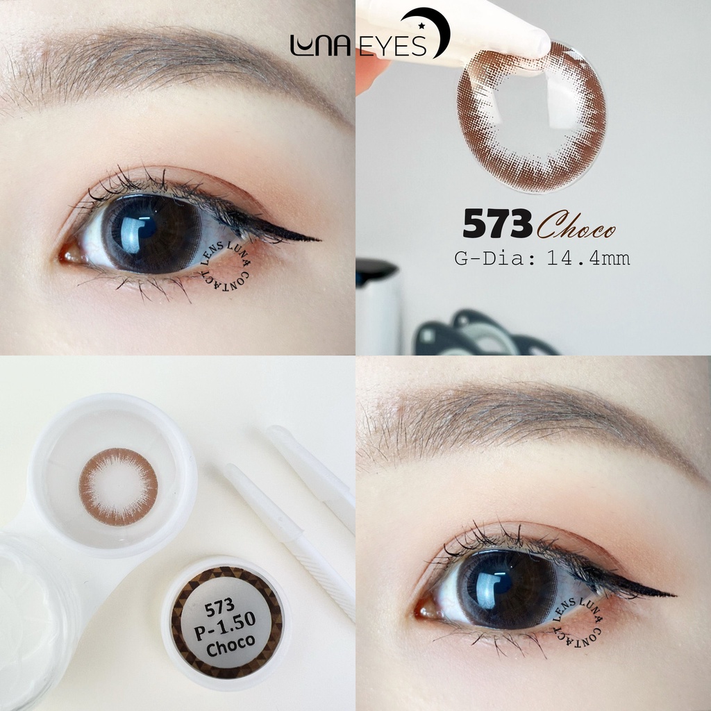 [1 year] Kính áp tròng LUNA EYES 573 CHOCO - Lens size to | Shopee Việt Nam