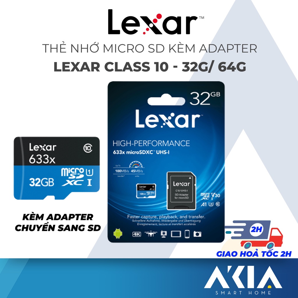 Thẻ nhớ MicroSD Lexar 32GB/ 64GB/128GB class 10 UHS-I - tốc độ100MB/s ...