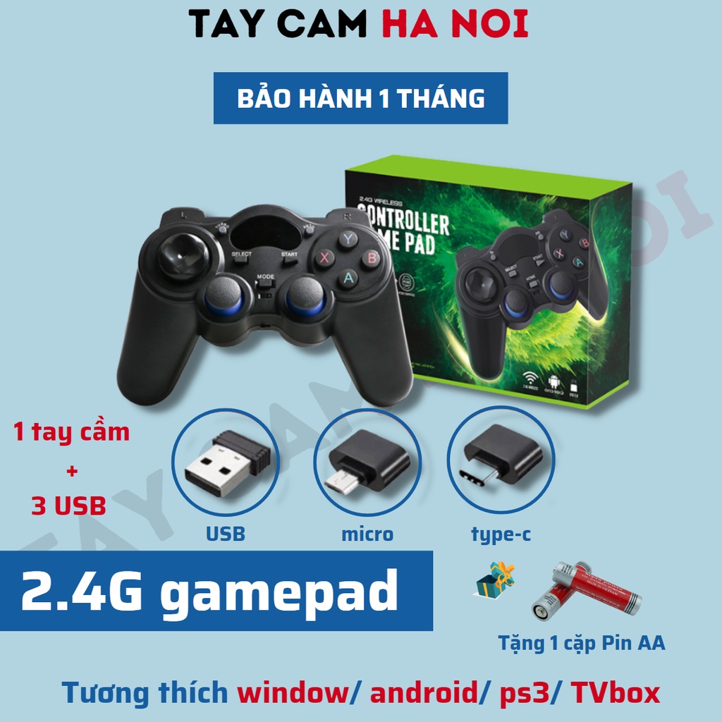 Tay cầm chơi game không dây 2.4G Wireless, tương thích PC, laptop ...
