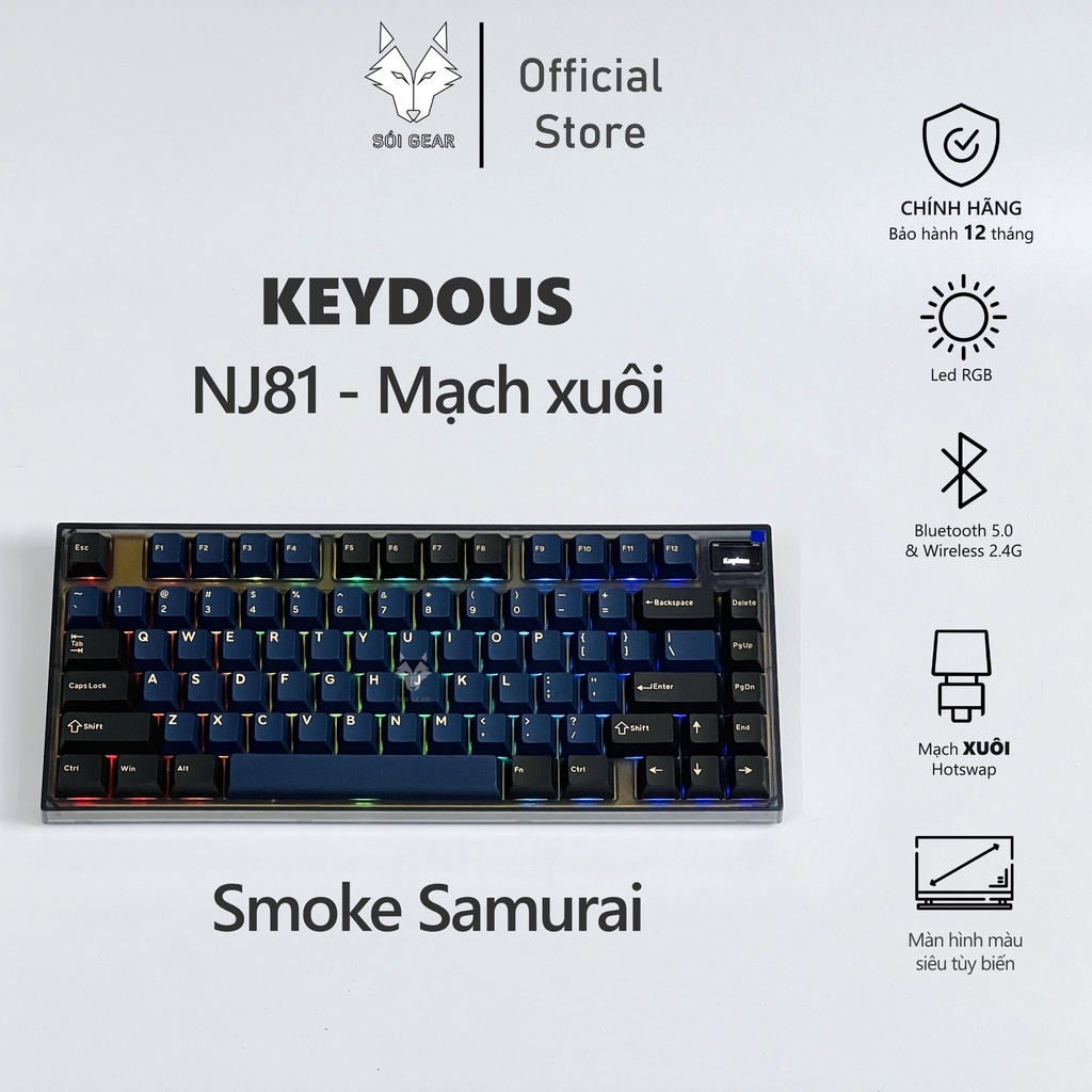 [HỎA TỐC HN - HCM] Bàn phím cơ không dây Keydous NJ81 Smoke Samurai ...