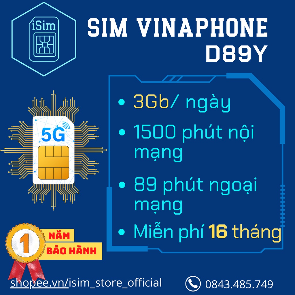Sim Vinaphone D89Y, 3gb/ngày [CÓ Esim-MIỄN PHÍ 16 THÁNG SỬ DỤNG] | Shopee Việt Nam