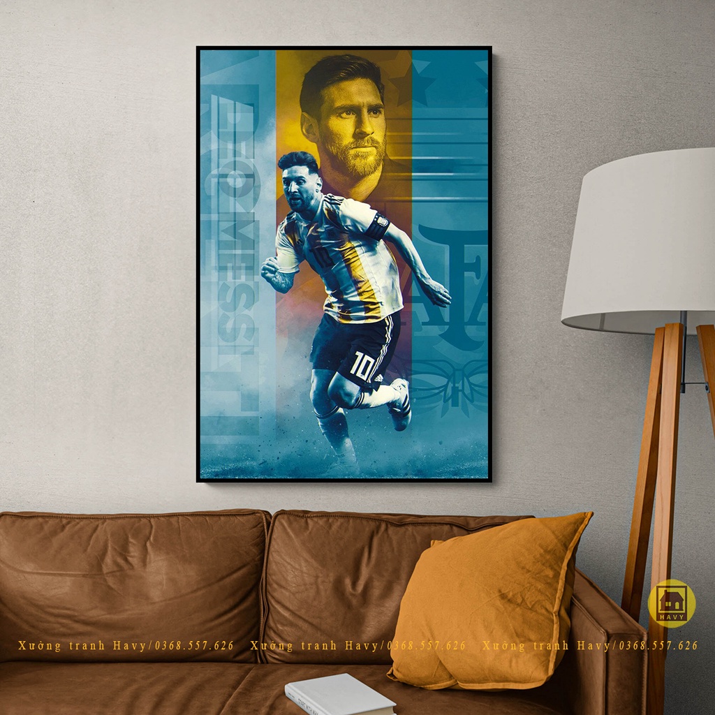 Tranh cầu thủ Lionel Messi M10 tuyển Argentina, tranh Mica gương cao ...