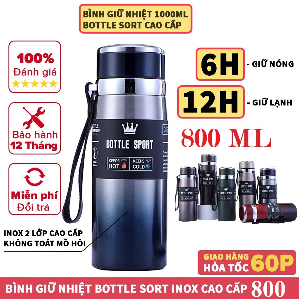 Bình giữ nhiệt inox 304 giữ nhiệt hơn12h Thép Không Gỉ 1500ml ,1200ml , 1000ml 600-780ml có lướ ...