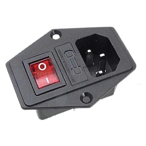 Socket AC-01 250V 10A có hộp cầu chì 5x20 và công tắc, chân nguồn hình ...