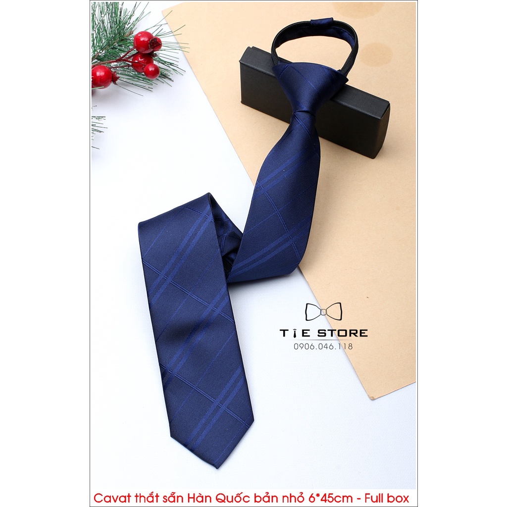 Cà Vạt Thắt Sẵn Bản Nhỏ 6*45Cm - Cavat Vạt Thắt Sẵn, xanh chéo | Shopee ...