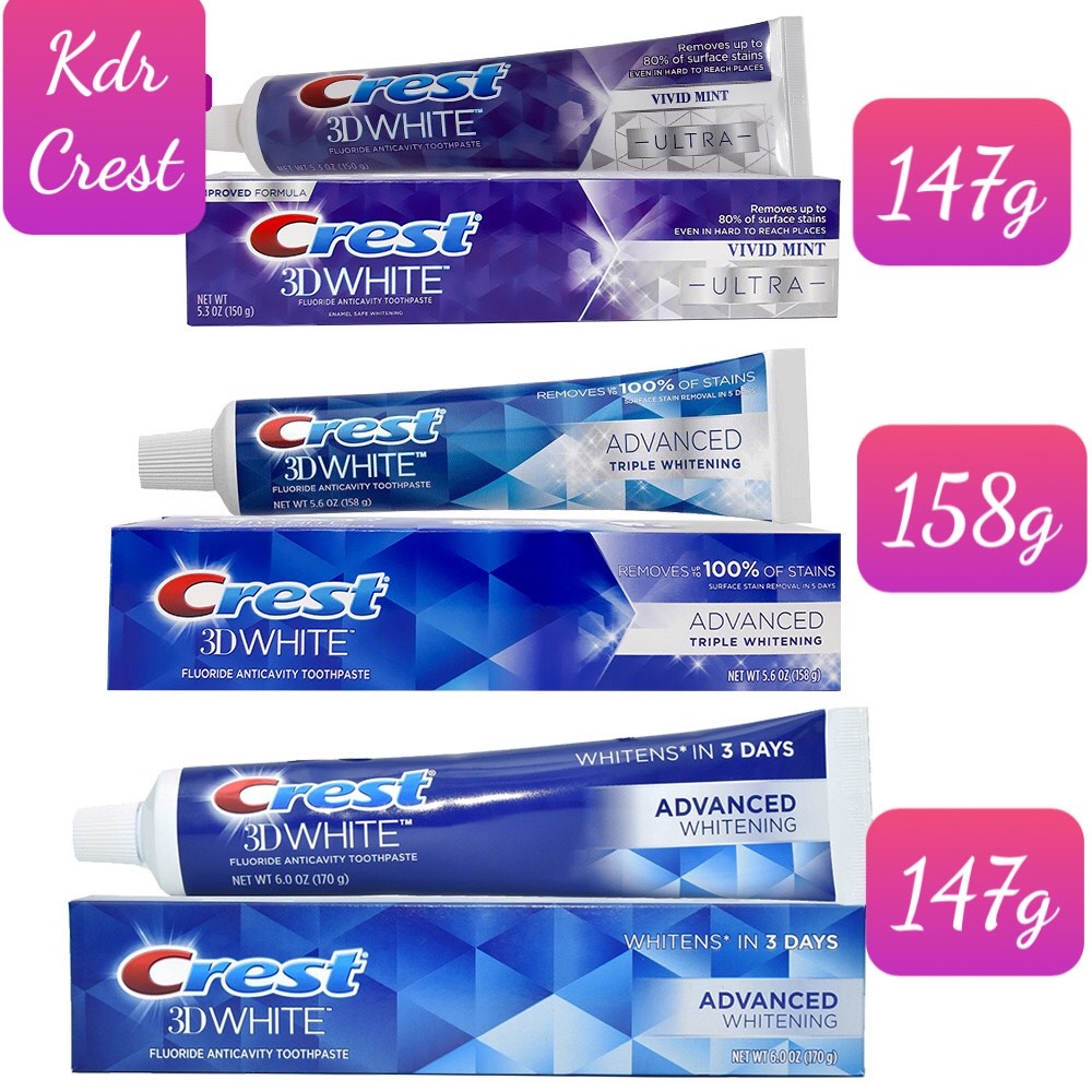 Kem Đánh Răng Crest 3D White Advanced Triple Whitening 158g | Shopee ...