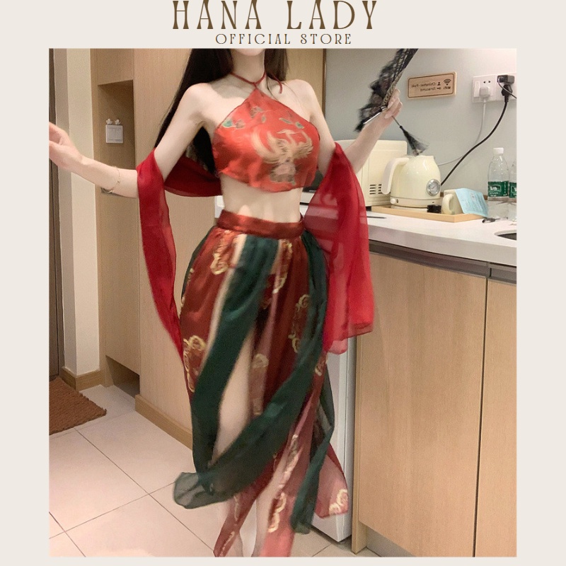 Đồ ngủ nữ cosplay sexy cổ trang, Váy ngủ yếm lụa xuyên thấu gợi cảm ...