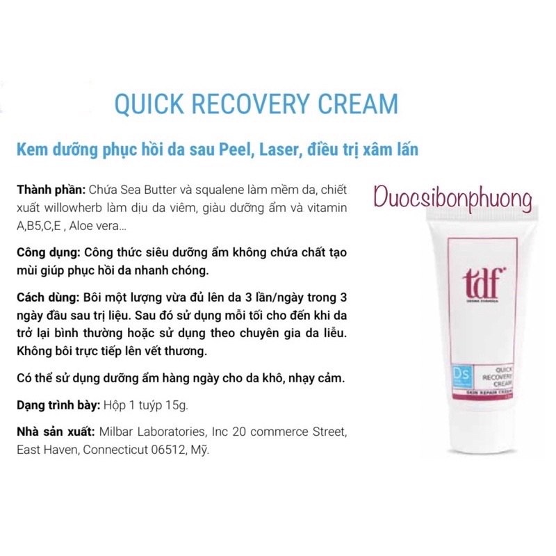 🌟 Kem dưỡng phục hồi da Therapeutic Dermatologic Formula TDF Quick ...