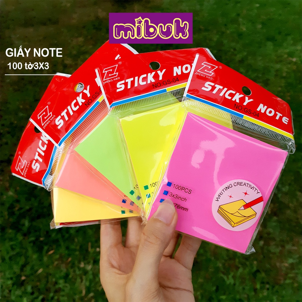 Giấy note 3x3 100 tờ 5 màu nổi bật 76x76mm | Shopee Việt Nam