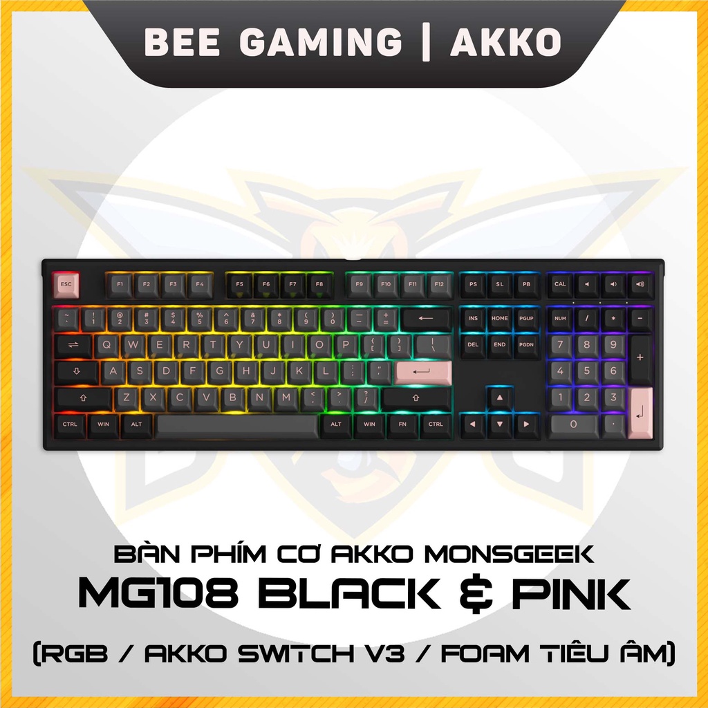 Bàn phím cơ AKKO MonsGeek MG108 Black&Pink (RGB / AKKO sw v3) | Shopee Việt Nam