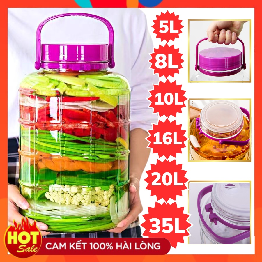Bình Thủy Tinh Ngâm Rượu Có Quai Xách 1L 2L 3L 5L 8L 10L 16L 20L 35L Có Vòi/Không Vòi Nắp Tím ...