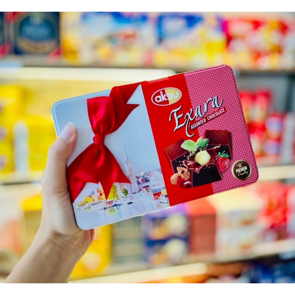 Socola Aksu Exara Assorted Chocolate Thổ Nhĩ Kỳ Hộp thiếc 200gram ...